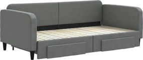 Válenda s přistýlkou a zásuvkami tmavě šedá 100 x 200 cm textil 3196858