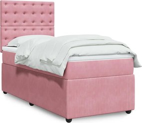 Box spring postel s matrací růžová 90x190 cm samet 3294531