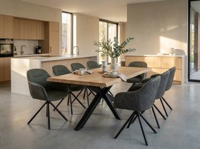 Jídelní otočná židle PATRICIA - zelená látka / černé kovové nohy