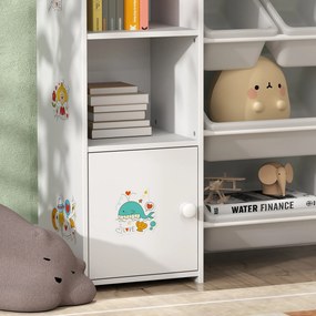 AIYAPLAY dětský úložný nábytek, dětský regál na hračky s 8 odnímatelnými boxy, 140 x 30 x 90 cm, bílý