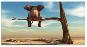 Malvis ® Zábavný slon Velikost (šířka x výška): třídílný obdélník - 120x80 cm