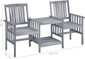 Zahradní židle s čajovým stolkem 159x61x92 cm masivní akácie 311884