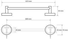 Sapho Sapho, X-ROUND E držák ručníků 600x65mm, chrom, XR410
