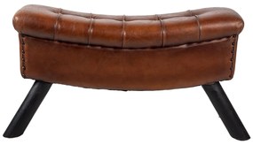 Hnědá kožená lavice Miquel - 91*30*46 cm