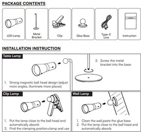LED Solution Bílá LED stolní nabíjecí magnetická lampa 3v1 3W 23041
