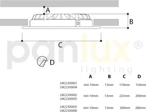 Svítidlo downlight THIN vestavné hranaté 24W neutrální LEDMED LM22300006