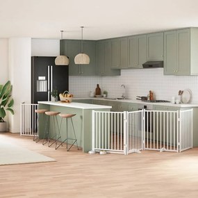Zábrana pro psy s dvířky skládací 10 panelů bílá 800 cm topol 3155735