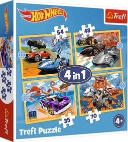 TREFL Puzzle Autíčka Hot Wheels 4v1 / 35, 48, 54, 70 dílků / 28,5 x 20