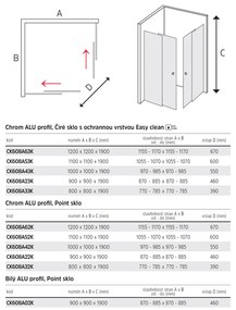 Mereo Lima sprchový kout čtverec 110 cm sklo Čiré ALU chrom CK608A53K
