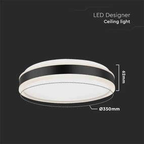 LED Stropní svítidlo LED/18W/230V 4000K pr. 35 cm černá