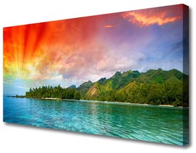 Obraz na plátně Moře Les Nebe Krajina 100x50 cm