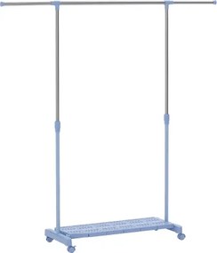 HOMCOM sušák na prádlo na kolečkách z nerezové oceli a botník 159x42x168 cm Modrá a stříbrná
