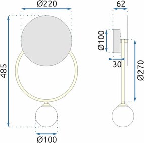 Toolight - Nástěnná lampa APP923-1W, černá-zlatá, OSW-09587