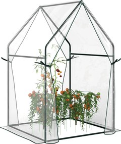 Outsunny Zahradní Skleník Terasový Skleník s 2 Zipovými Dveřmi UV-ochrannými pro Pěstování Rostlin Květin Zeleniny 90x90x145 cm Průhledný | Aosom