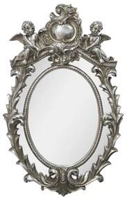 Stříbrné antik nástěnné zrcadlo s andílky - 35*5*55 cm
