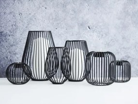 Svícen POINT VIRGULE Wire, černý, 17 x 22,5 cm