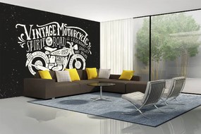 DIMEX | Samolepicí vliesová fototapeta na zeď Vintage plakát motocykl MA-5-2216 | 375 x 250 cm | bílá, černá