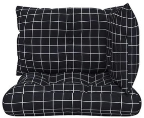 Podušky na nábytek z palet 3 ks černé kostkovaný vzor oxford - Default Title