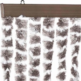 Závěs proti hmyzu taupe a bílý 90 x 220 cm Chenille 325461