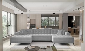 Rozkládací rohová sedačka VERTIPO (350 x 170) cm – rozkládací lůžko účko světle šedá