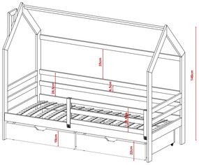 Legno Dětská postel ve tvaru domku Lilly grafit Rozměr (cm): 80x180