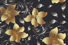 Samolepící tapeta luxusní zlatá lilie - 225x270