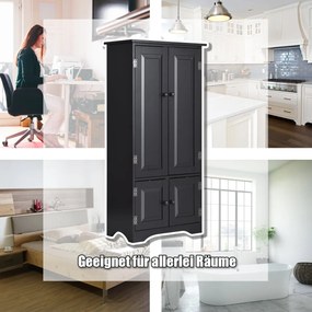 Costway Midi skříňka boční vysoká deska vysoká dřevo – 59 × 32 × 123 cm, černý