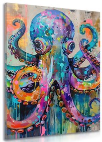 Obraz chobotnice s imitací malby