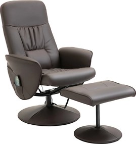 HOMCOM 2-St TV křeslo s funkcí polohování 360° otočné polohovací křeslo s 10 masážními body v imitaci kůže v hnědé barvě Š76 x D81 x V105 cm | Aosom.…