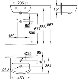 Grohe Bau Ceramic - Umývátko 45 cm, alpská bílá 39424000