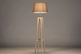 Stojací designová lampa Paola Grey and Natur Wood
