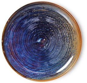 Rustikálně modrý porcelánový dezertní talíř Chef - Ø 20*3 cm