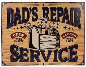 Béžová nástěnná kovová cedule Dad´s Repair Service – 33x1x25 cm