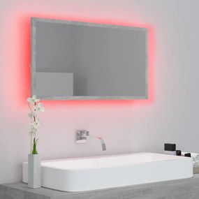 vidaXL Marketos LED koupelnové zrcadlo betonově šedé 80 x 8,5 x 37 cm akrylové
