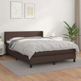 vidaXL Box spring postel s matrací hnědá 140x200 cm umělá kůže