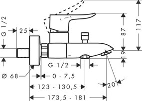 Hansgrohe Metris New, vanová baterie, chromová, 31480000