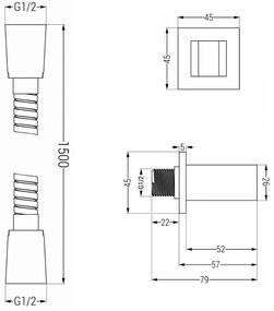 Mexen příslušenství - podomítkový 1-bodový ruční sprchový set R-02, grafit, 785006050-66