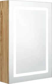 LED koupelnová skříňka se zrcadlem dub 50 x 13 x 70 cm 326492