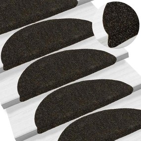 Schodové rohože samolepicí 15 ks 56 x 17 x 3 cm tmavě hnědé půlkulaté 322348