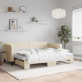 Válenda s přistýlkou a matracemi krémová 80 x 200 cm textil 3196833