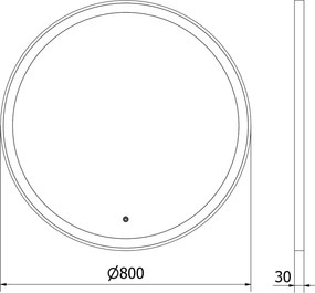 Mexen Esso koupelnové zrcadlo podsvícené, kulaté 80 cm, LED 6000K, proti zamlžení, černý rám - 9825-080-080-611-70