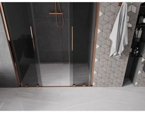 Mexen Velar Duo, posuvné sprchové dveře do otvoru 160 cm, 8mm šedé sklo, růžové zlato, 871-160-000-42-60