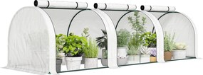Outsunny mini skleníkový tunel pro rajčata 3 × 1 × 0,80 m, práškově lakovaný ocelový rám, vysokohustotní PE 140 g/m², odolný proti UV, 3 rolovací zip…