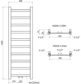 Mexen Bolt, topné těleso 1200 x 400 mm, 279 W, spodní a středové, antracitová, W126-1200-400-00-66