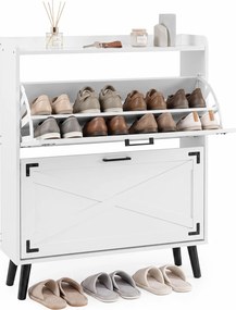 Costway Botník s 2 výklopnými zásuvkami Volně stojící botník – 80 × 24 × 103 cm