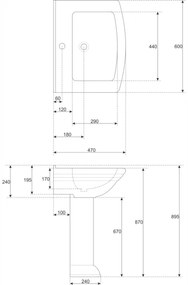 Novoterm Keramické závěsné umyvadlo NV-Kleopatra 13 s podstavcem