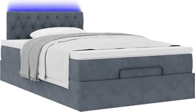 Osmanská postel s matrací &amp; LED tmavě šedá 120x190cm samet 3312681