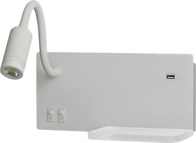 Nástěnné LED svítidlo Shelf, 1x LED 4+5+2w, 4000k, w, vypínač