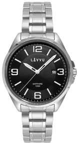 Vodotěsné pánské hodinky se safírovým sklem LAVVU HERNING Black LWM0092