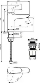 Ideal Standard Umyvadlová baterie Click-Clack hedvábná černá / Umyvadl